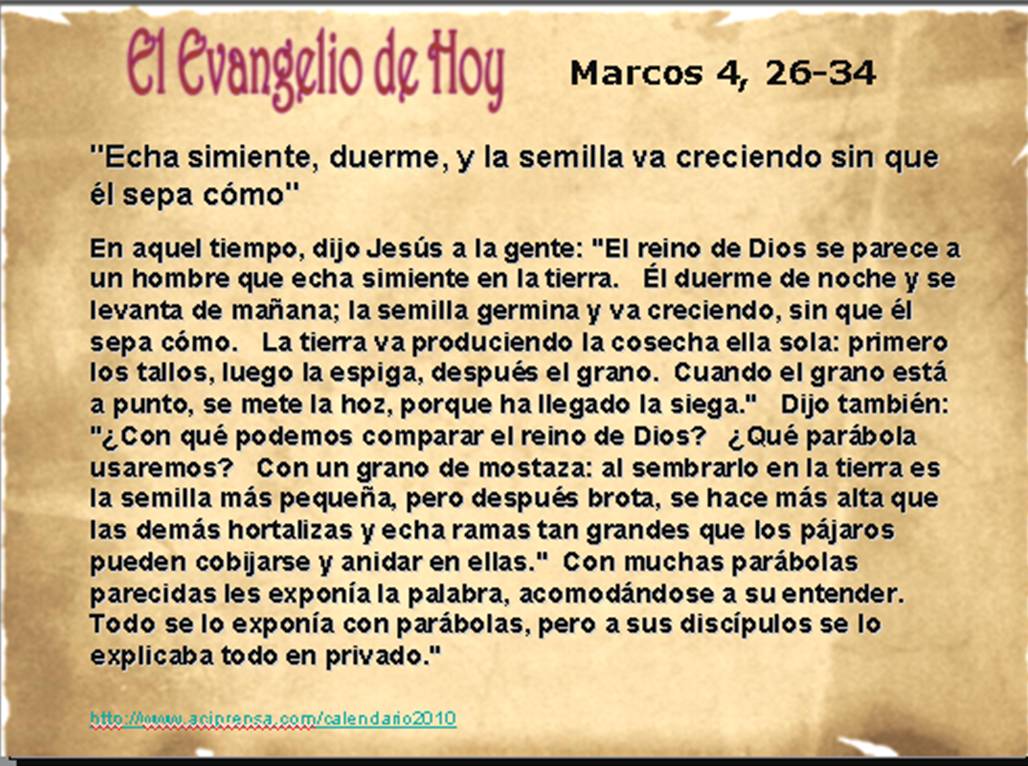Evangelio de Hoy – 30-Enero-2015 – Marcos 4, 26-34 « VitaNoble Powerpoints