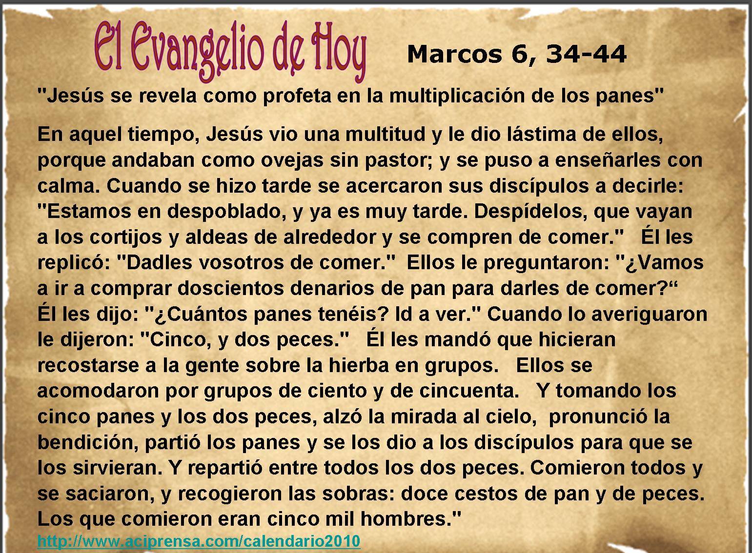 Evangelio de Hoy – 6-Enero-15 – Marcos 6, 34-44 « VitaNoble Powerpoints